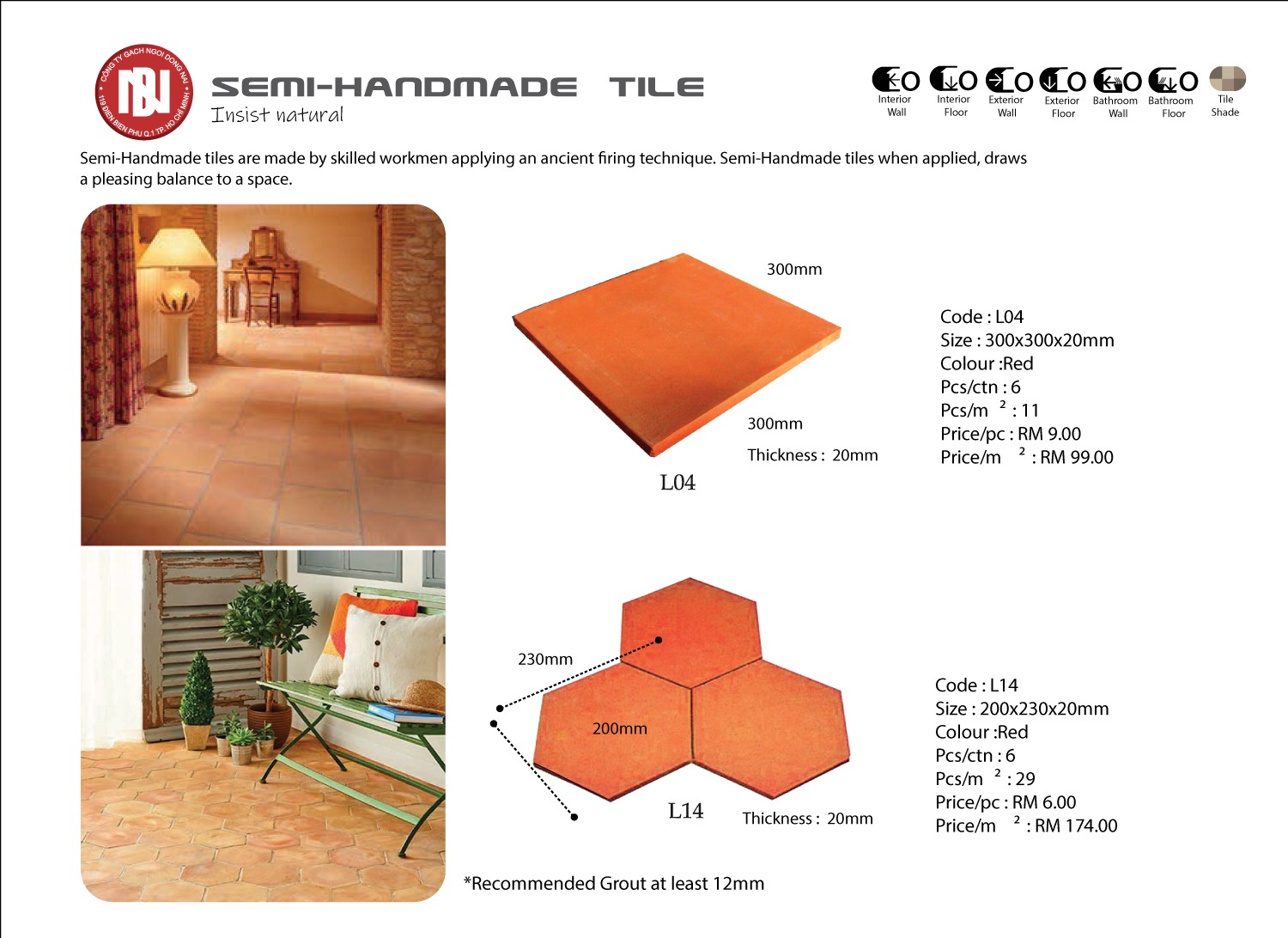 Semi-Handmade Tile | | Terracotta Tile Centre Sdn Bhd
